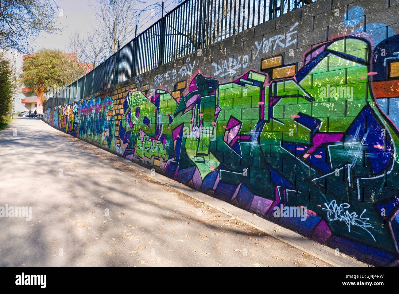 Prague, Czech Republic - April 11 2022: Colorful abstract graffiti and ...