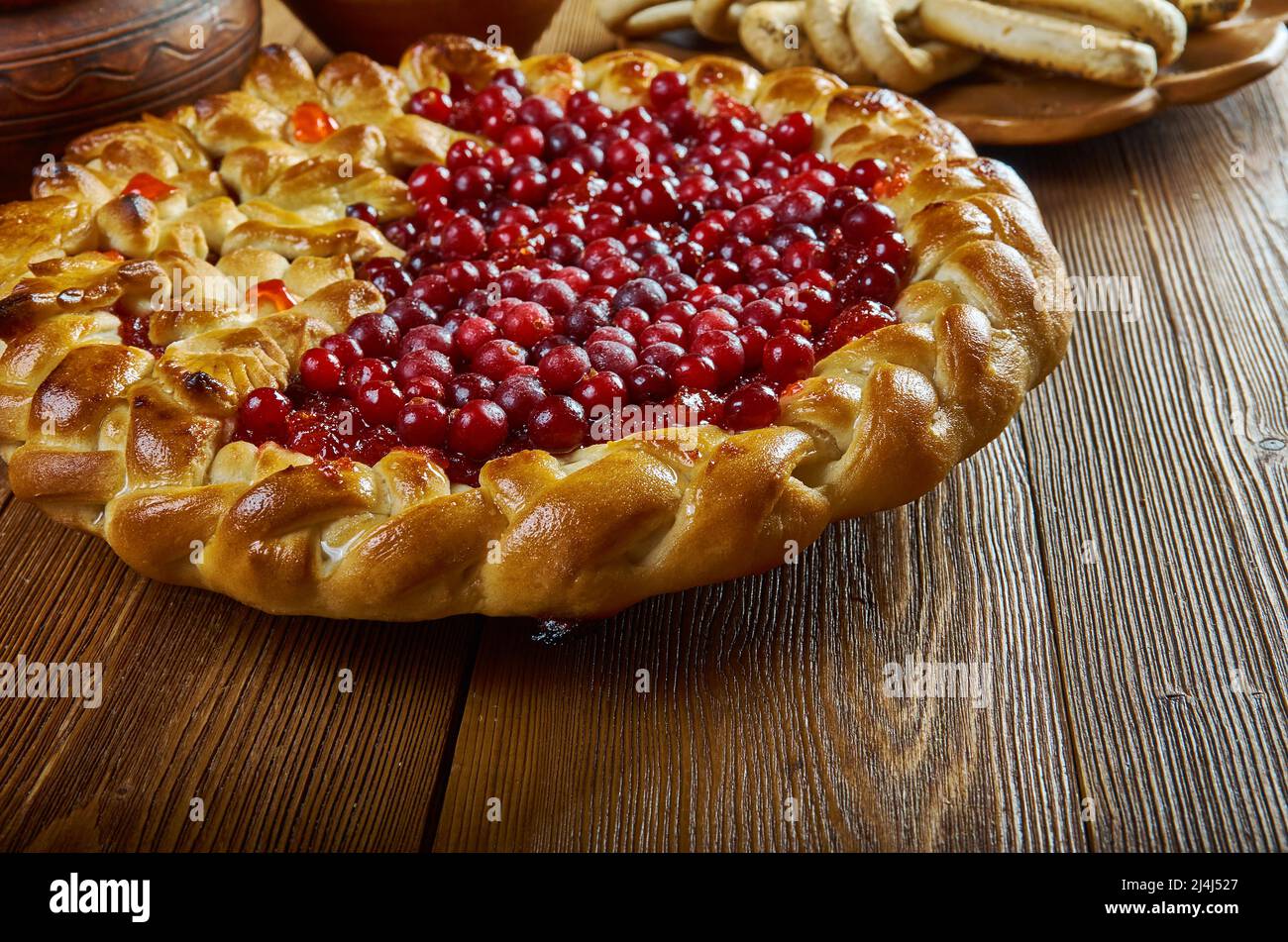 scandinavian pie with cranberries, Homemade traditional pastries Stock ...