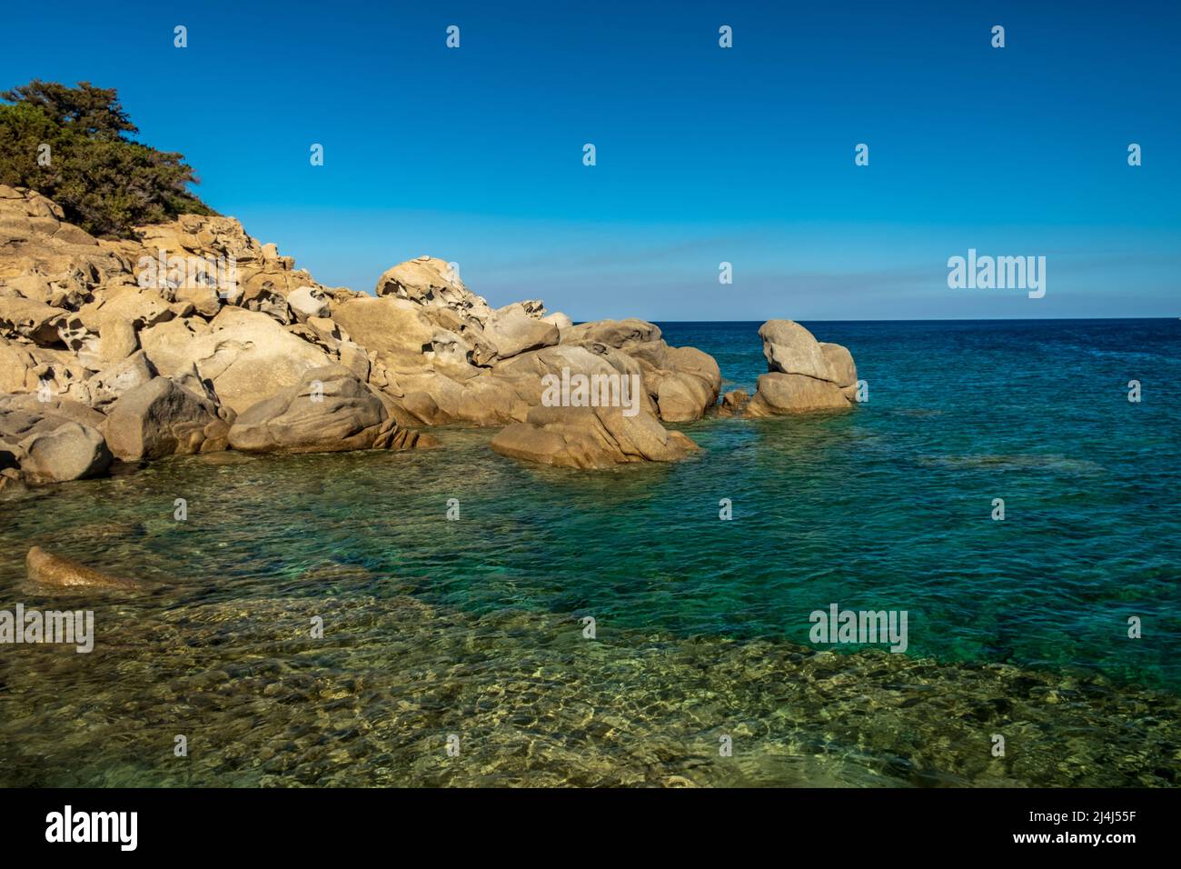 Summer day at Cala Pira, a beautiful bay in the south-east of Sardegna ...