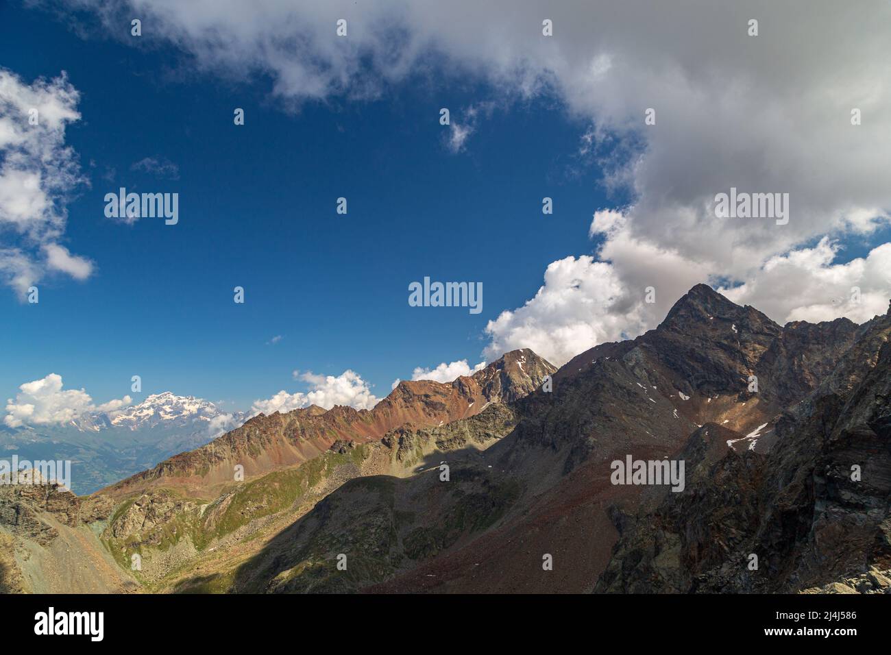 The beautiful valley in front of the Gran Paradiso in a summer day ...