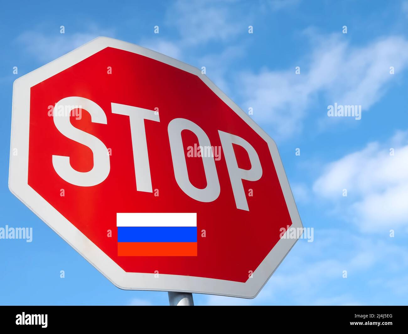 -stop sign with the flag of Russia symbol for Stop the war Stock Photo ...