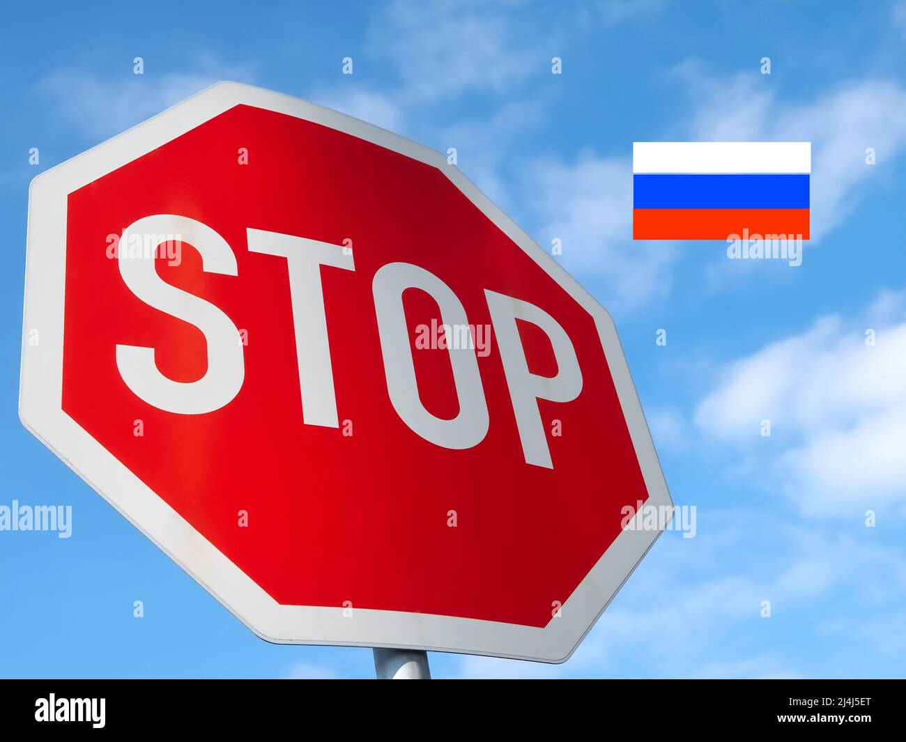 -stop sign with the flag of Russia symbol for Stop the war Stock Photo ...