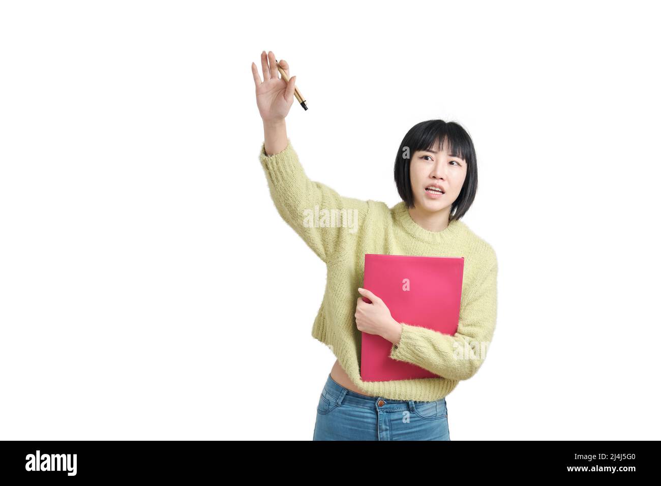 Female student raising arm hi-res stock photography and images - Alamy