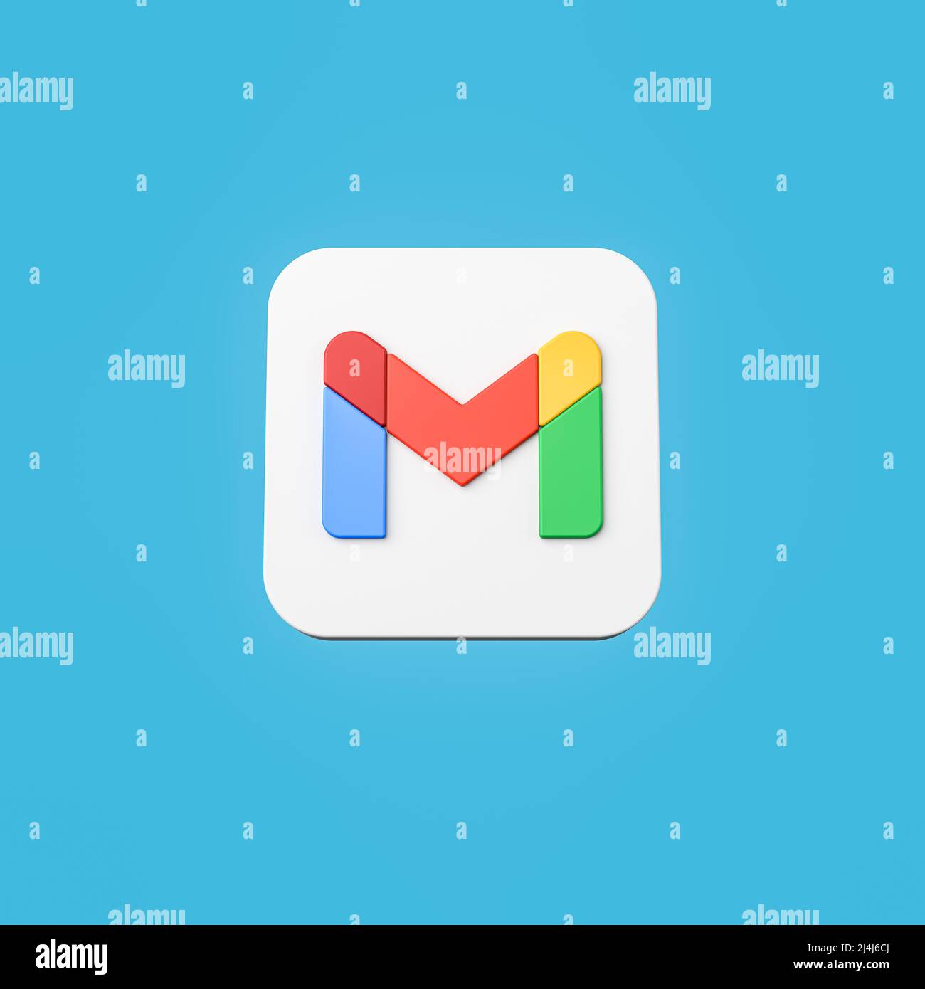 Gmail App Icon on Flat Blue Background Stock Photo - Alamy