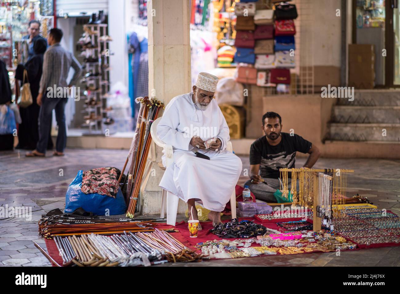 Muscat,Oman - March 05,2019 : Merchants in market shops of the old town ...