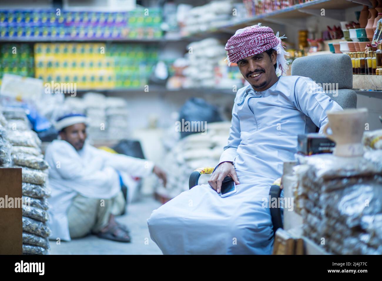 Muscat,Oman - March 05,2019 : Merchants in market shops of the old town ...