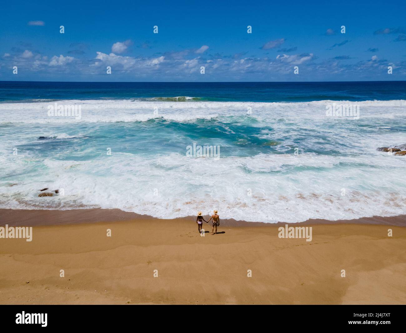 St Lucia South Africa, Rocks sand ocean, and blue coastal skyline at ...