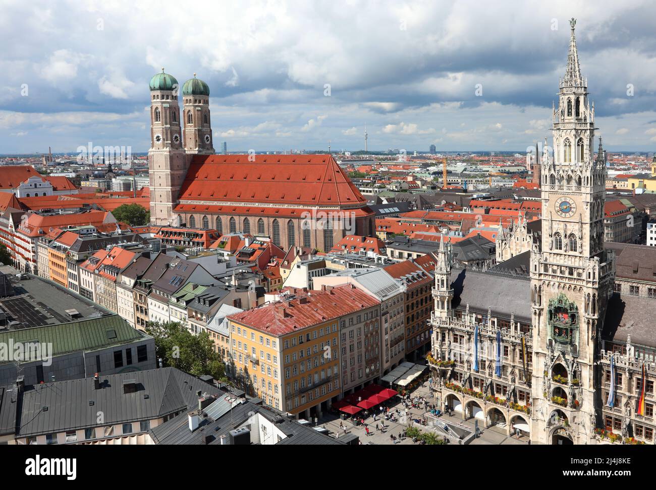 Scenic panoramic view of Munich City in Germany and the Cathedral Stock ...
