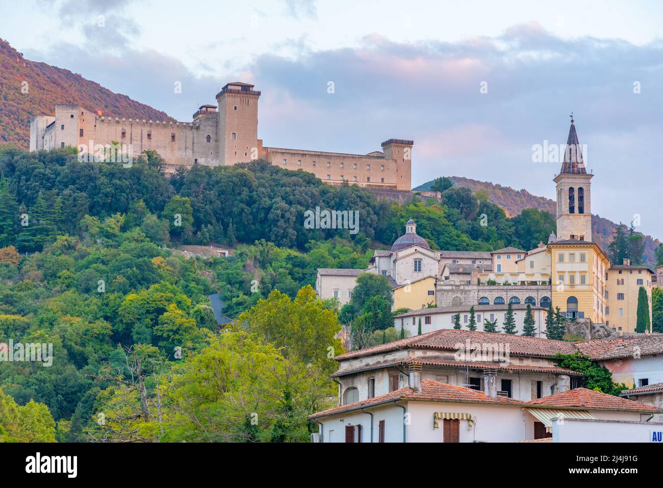 A medieval castle overlooking Spoleto town in Italy Stock Photo - Alamy