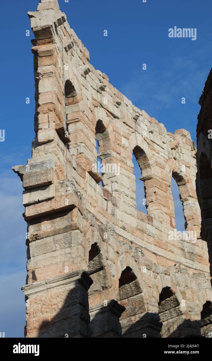 detail of the Ancient Roman arena amphitheater in the city of Verona ...