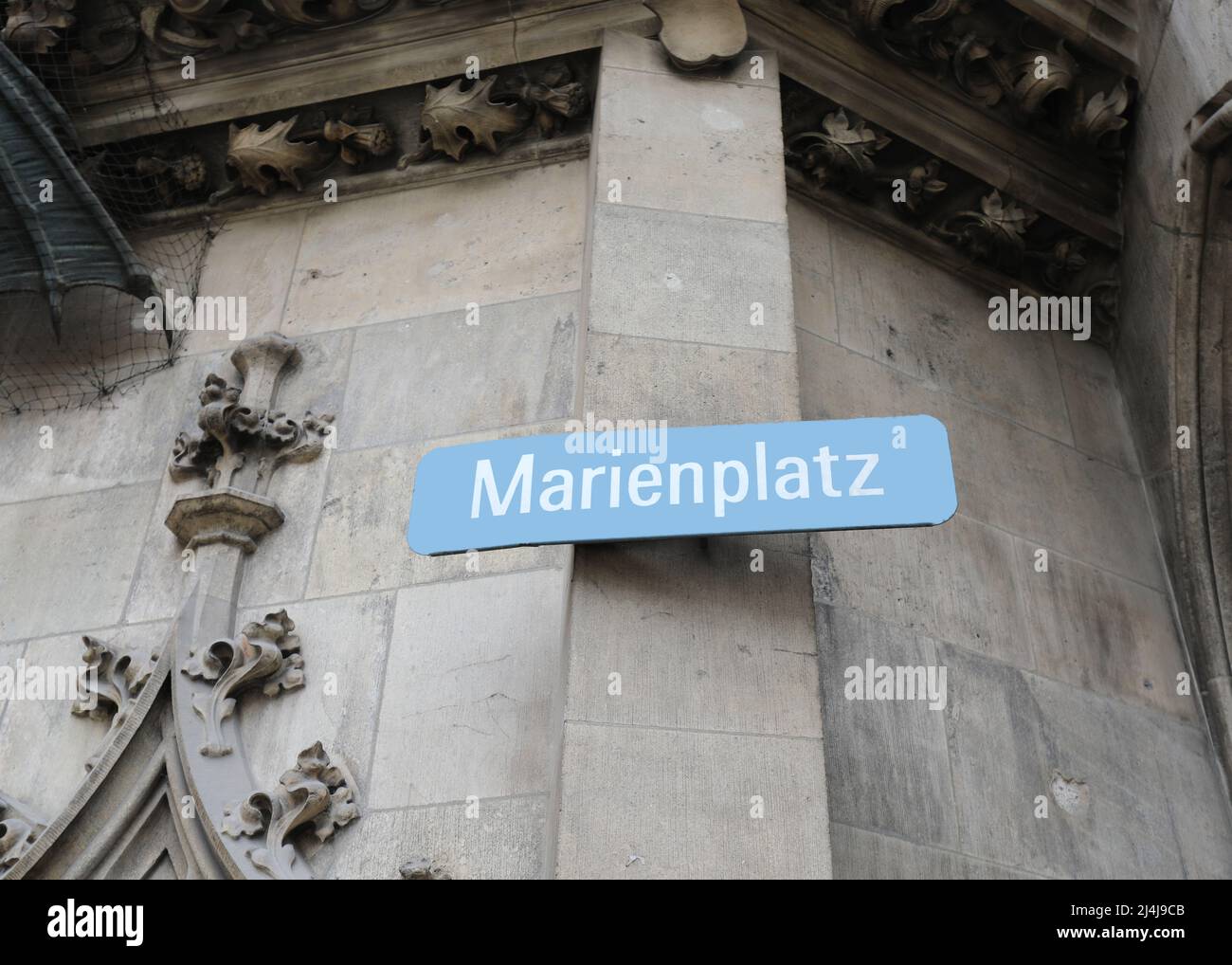 street name sign of the main square of Munich in Germany called ...
