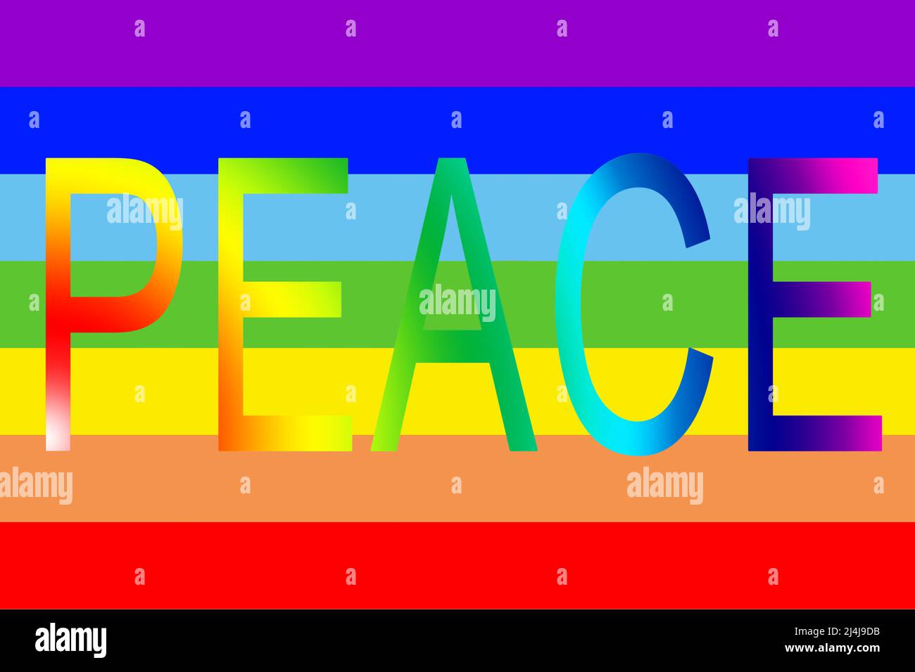 banner with the colors of the rainbow with the text PEACE Stock Photo ...