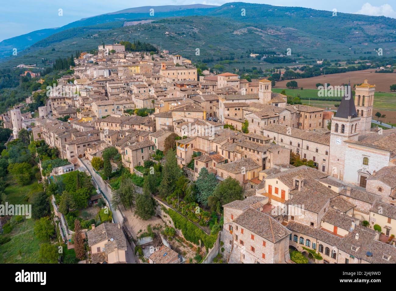Aerial view of Italian town Spello Stock Photo - Alamy