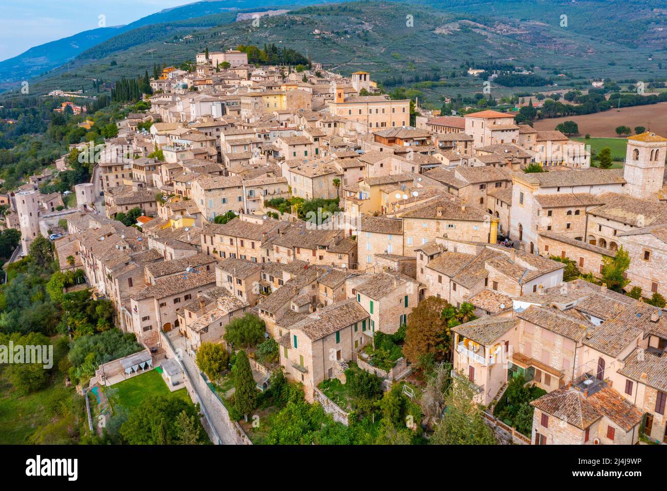 Aerial view of Italian town Spello Stock Photo - Alamy