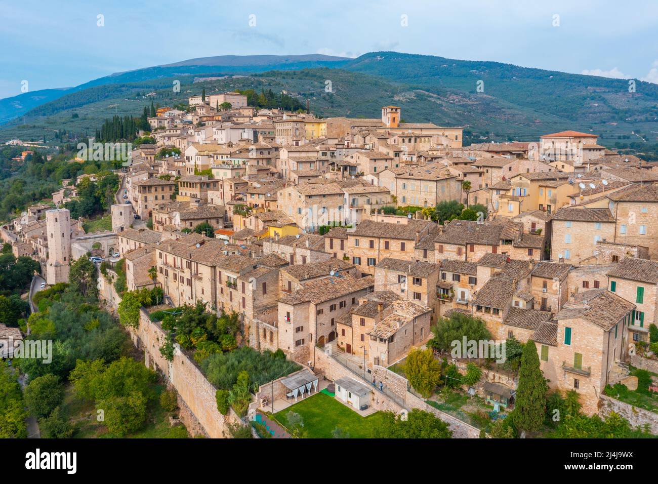 Aerial view of Italian town Spello Stock Photo - Alamy