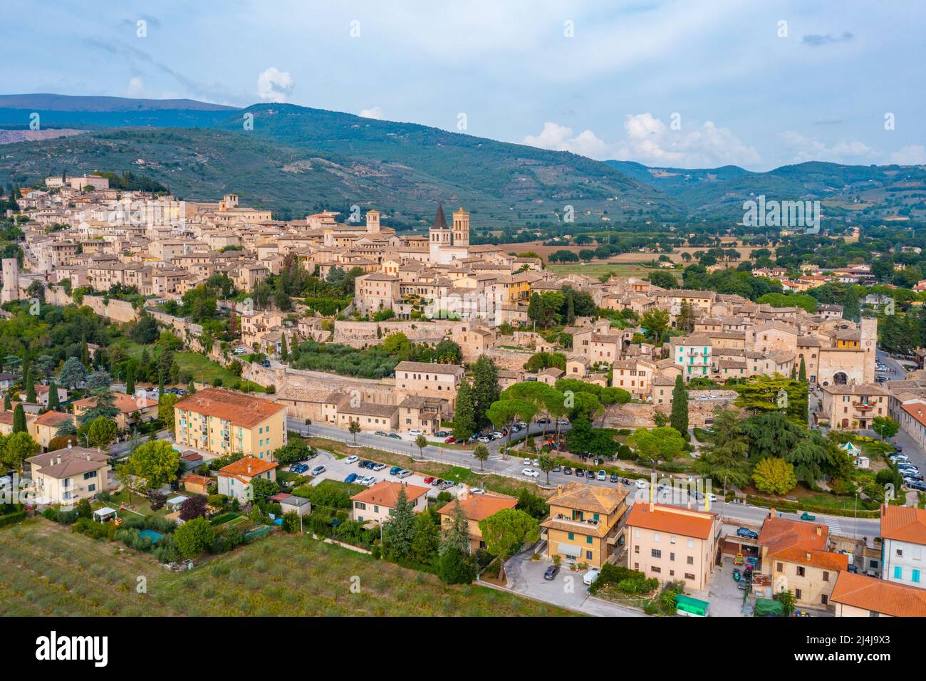 Aerial view of Italian town Spello Stock Photo - Alamy