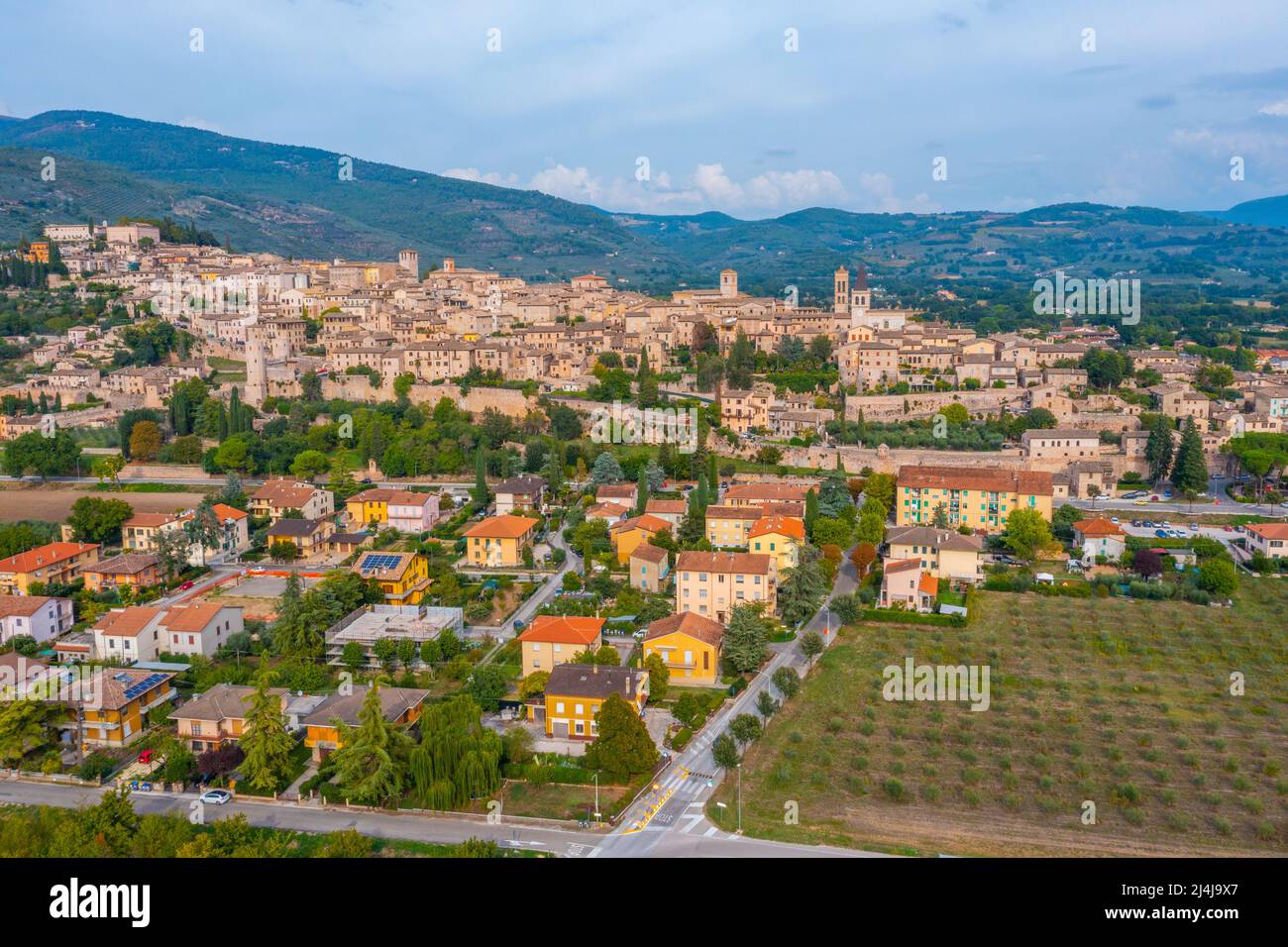 Aerial view of Italian town Spello Stock Photo - Alamy