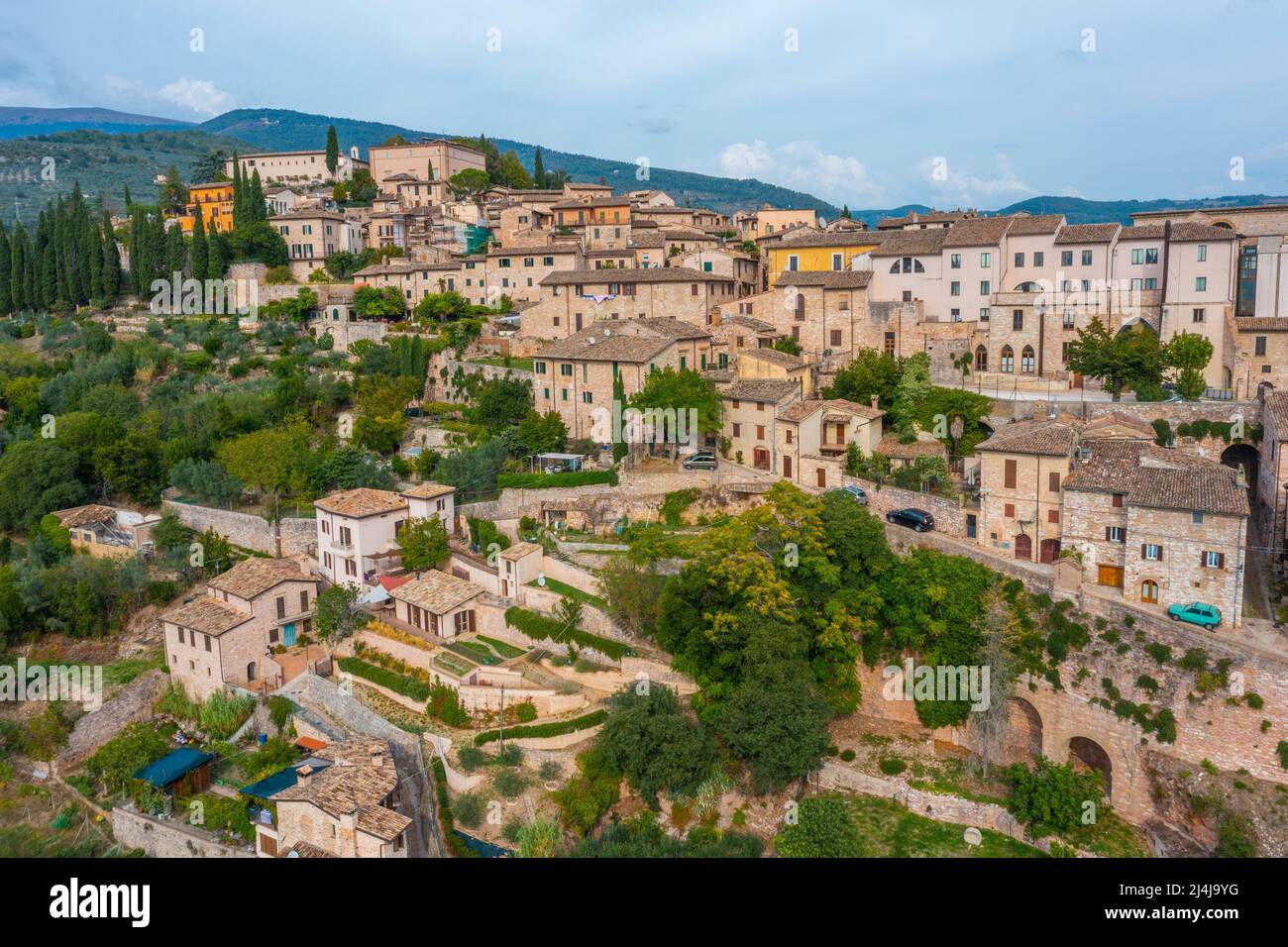 Aerial view of Italian town Spello Stock Photo - Alamy