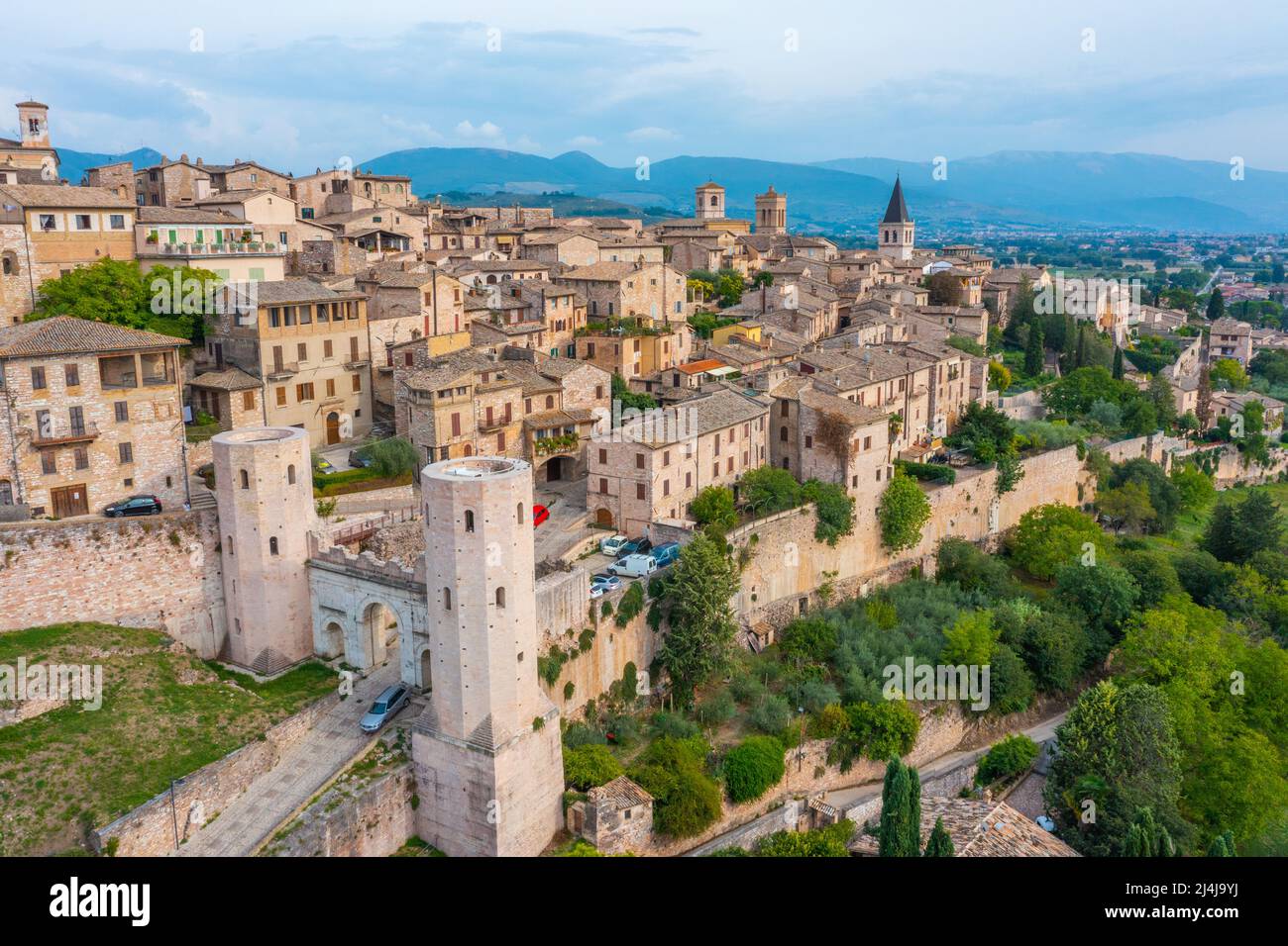 Aerial view of Italian town Spello Stock Photo - Alamy