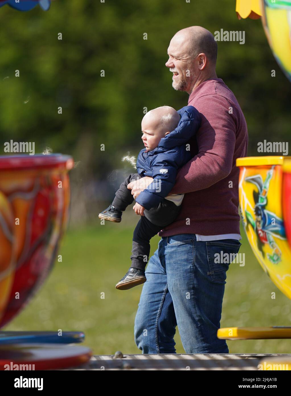 Mike Tindall with his son Lucas in the fairgound at the Barefoot ...