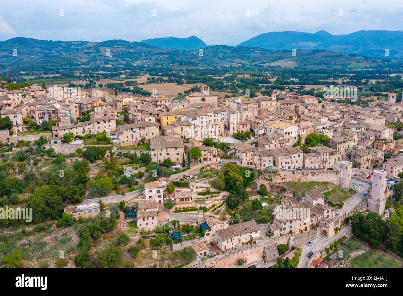 Aerial view of Italian town Spello Stock Photo - Alamy