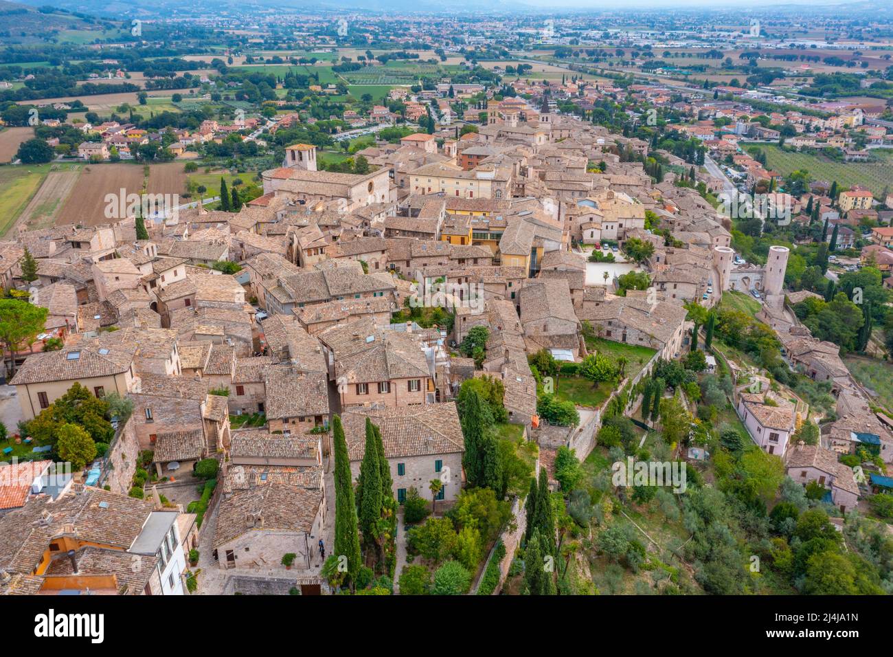 Aerial view of Italian town Spello Stock Photo - Alamy