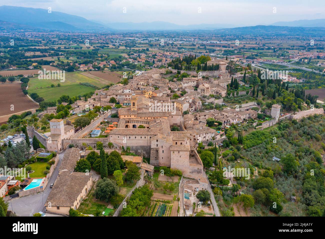 Aerial view of Italian town Spello Stock Photo - Alamy