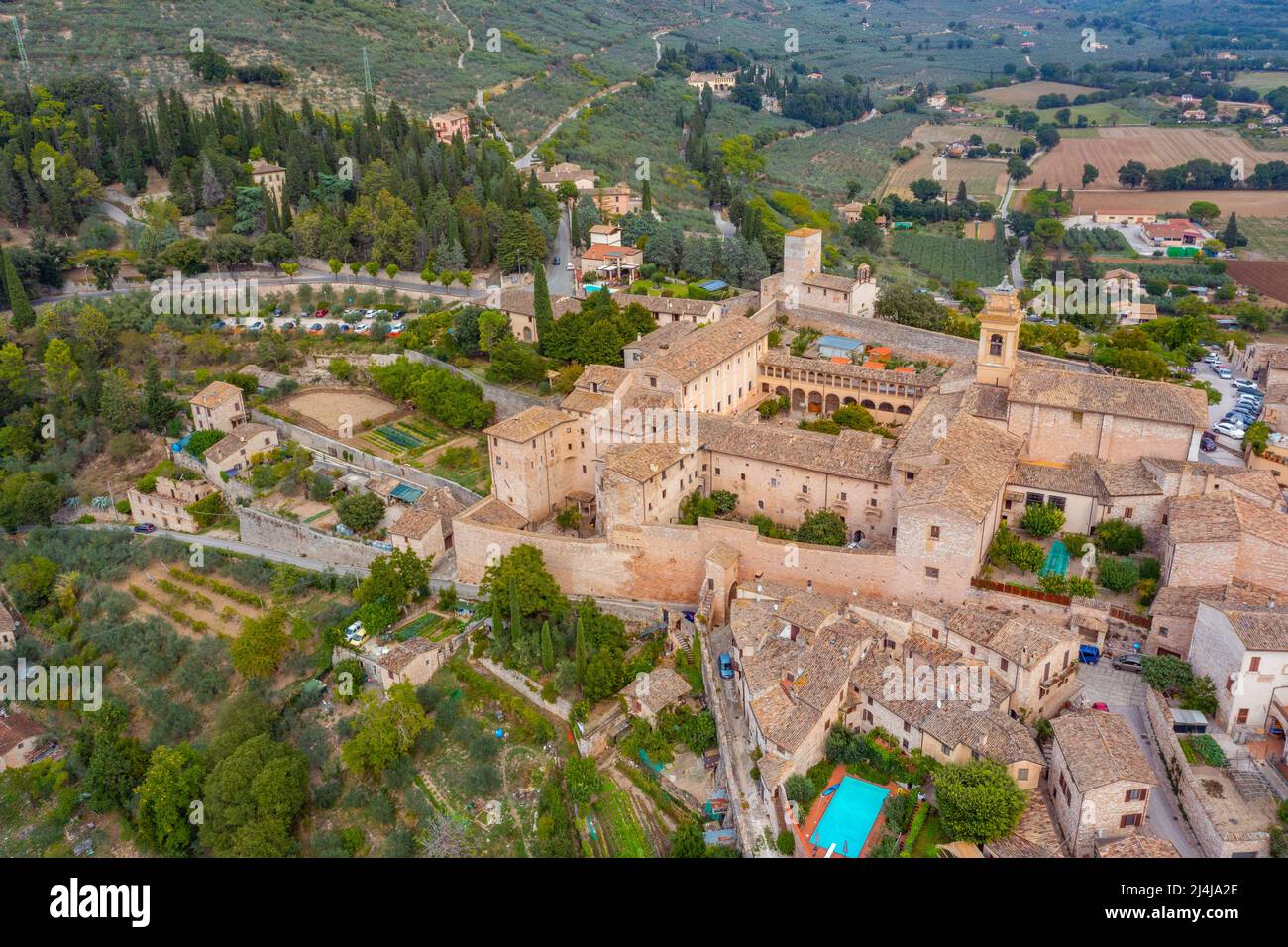 Aerial view of Italian town Spello Stock Photo - Alamy