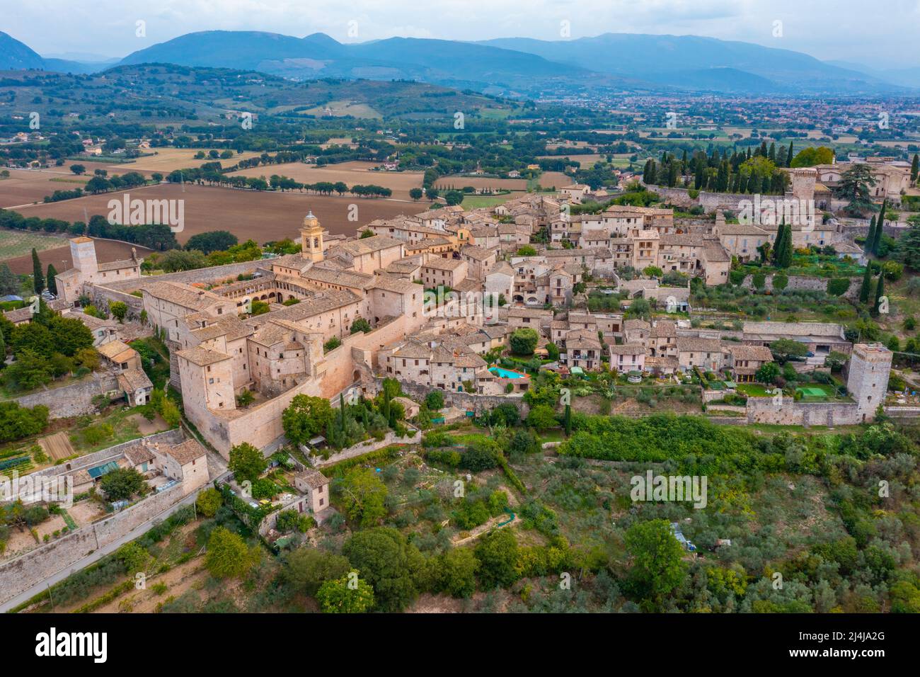 Aerial view of Italian town Spello Stock Photo - Alamy