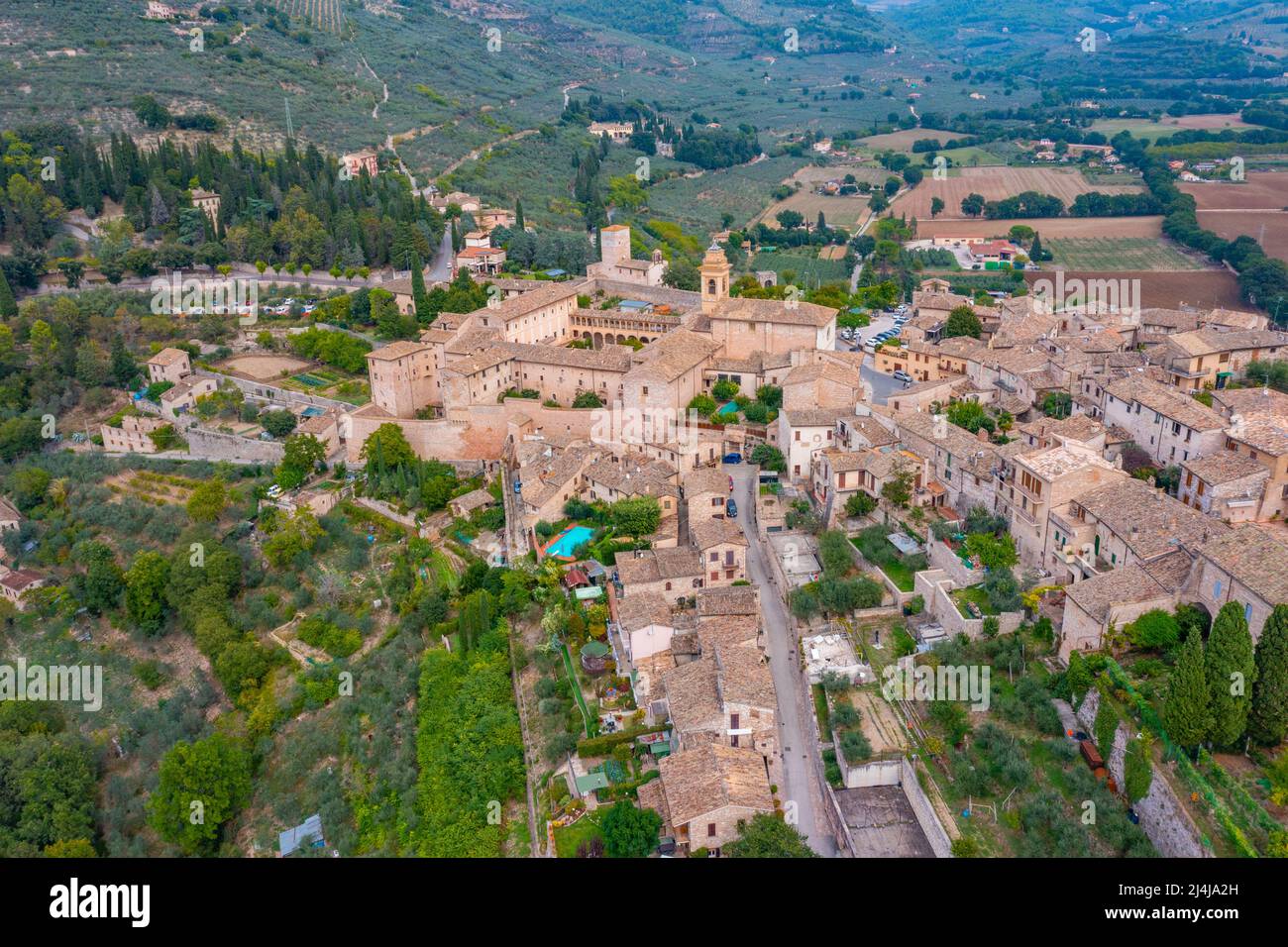 Aerial view of Italian town Spello Stock Photo - Alamy