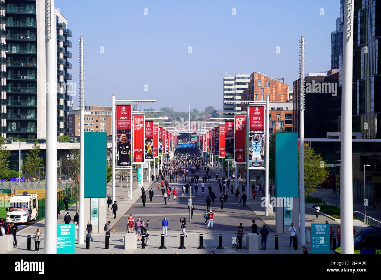 Fans make their way down Wembley way towards the stadium prior to the ...