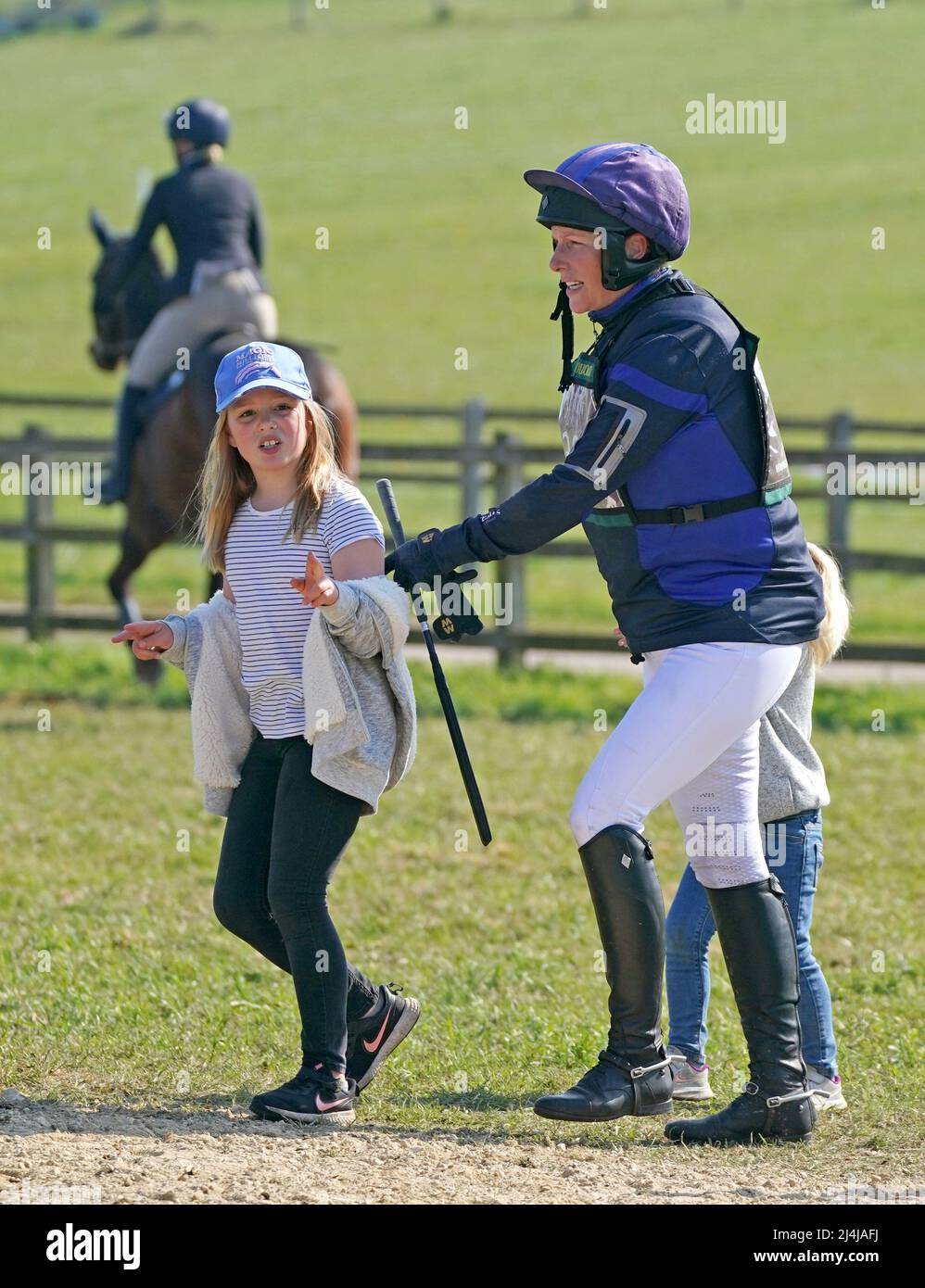 Zara Tindall walks with her daughters Mia Tindall (left) and Lena ...