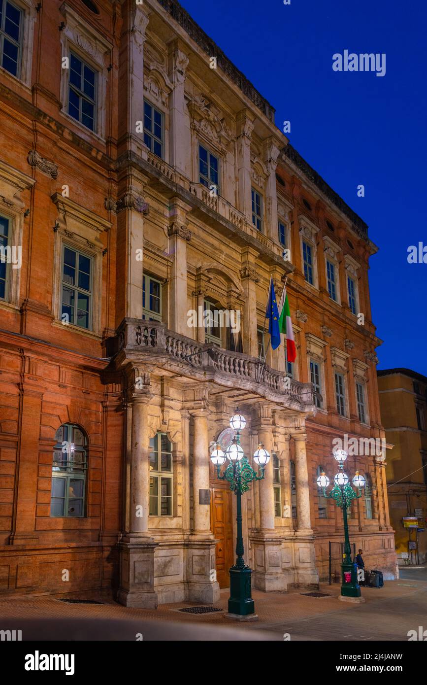 Night view of Universita per Stranieri in Italian town Perugia Stock ...