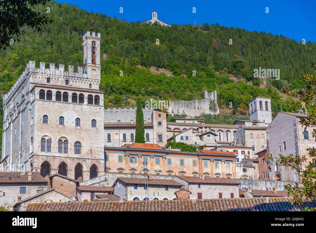 Aerial view of the city center of Italian town Gubbio Stock Photo - Alamy