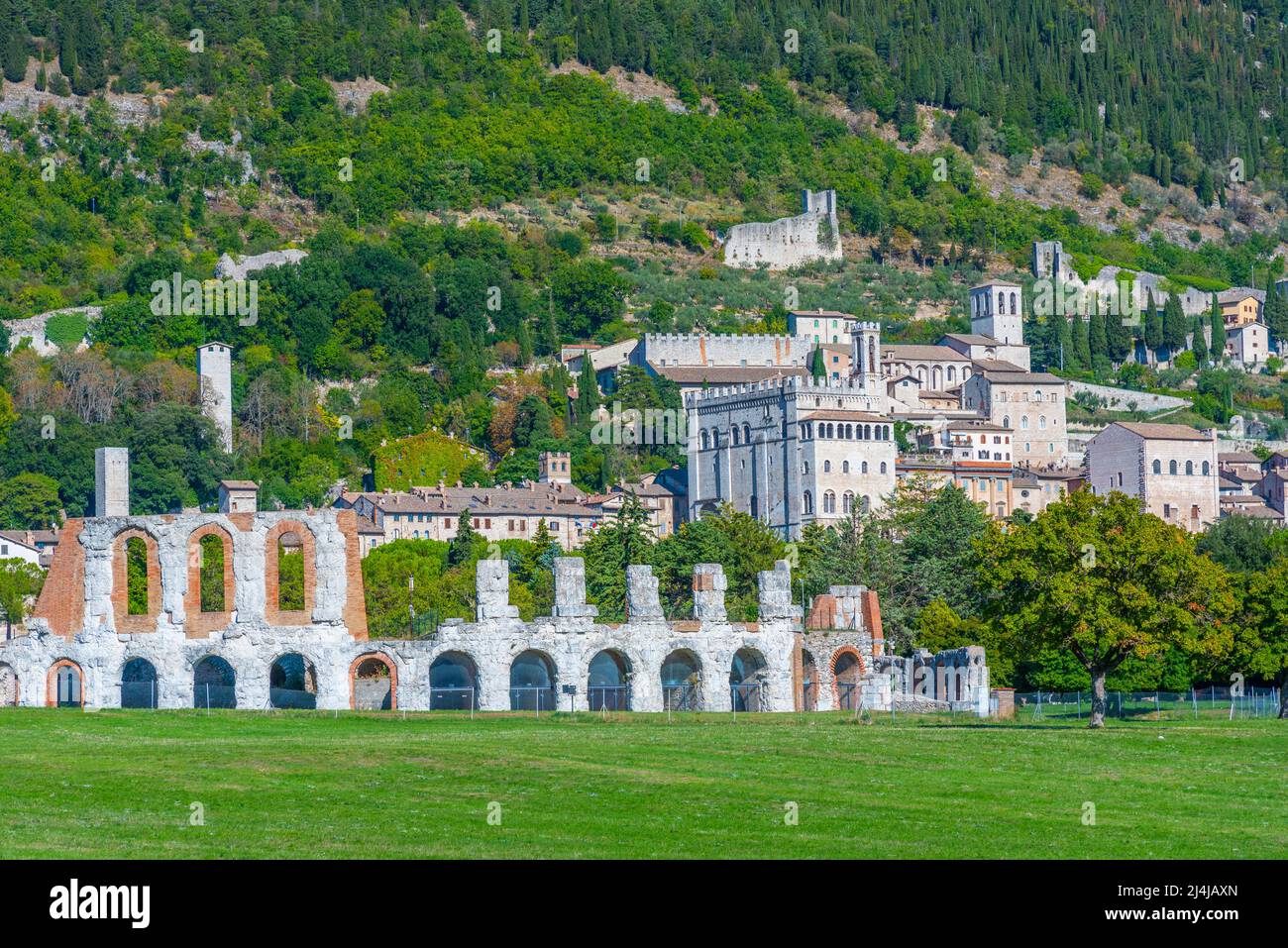 Panorama view of Italian town Gubbio Stock Photo - Alamy