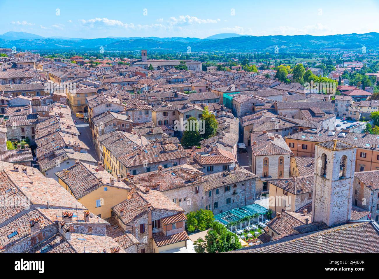 Aerial view of rooftops of Italian town Gubbio Stock Photo - Alamy