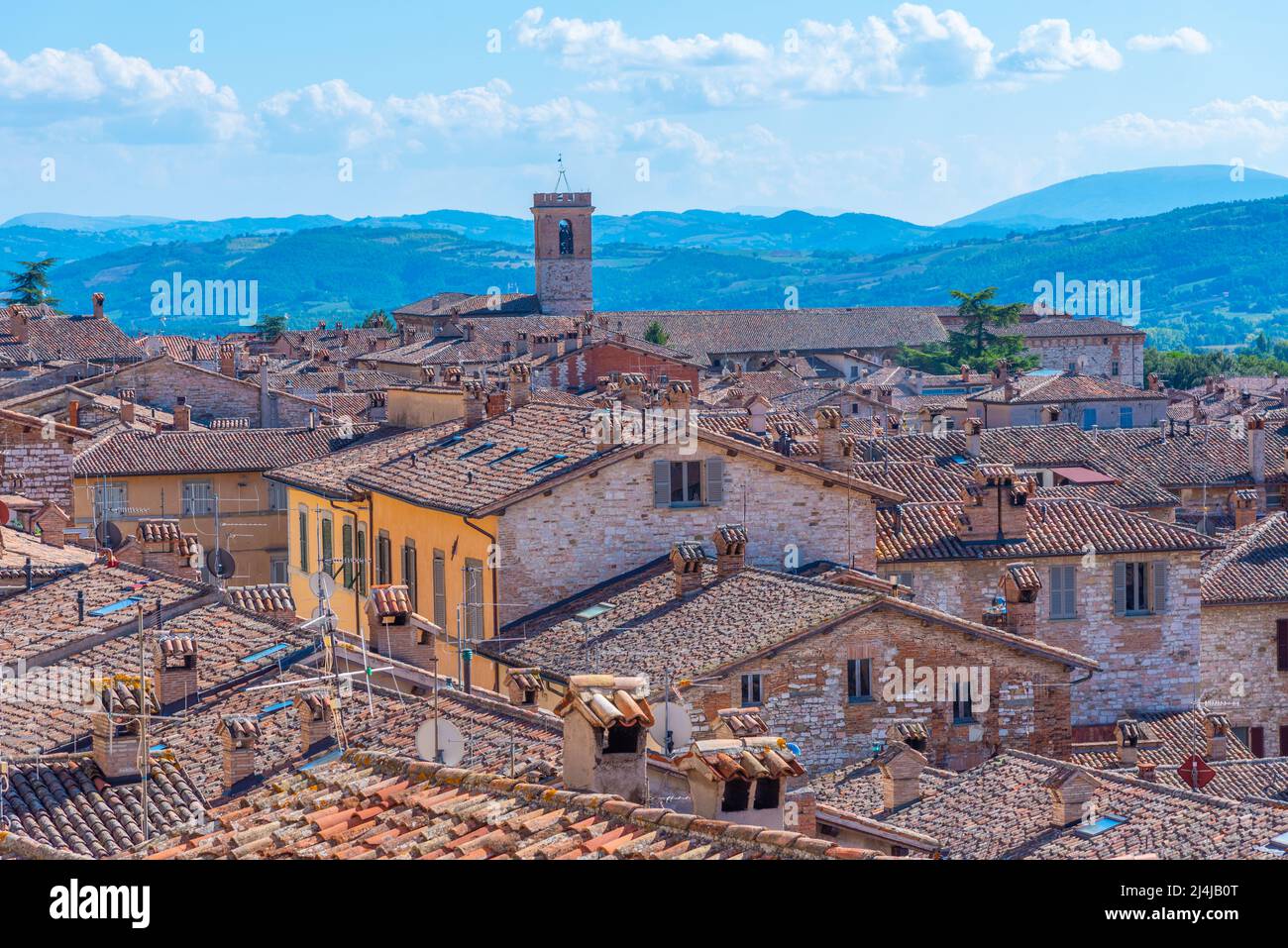 Aerial view of rooftops of Italian town Gubbio Stock Photo - Alamy