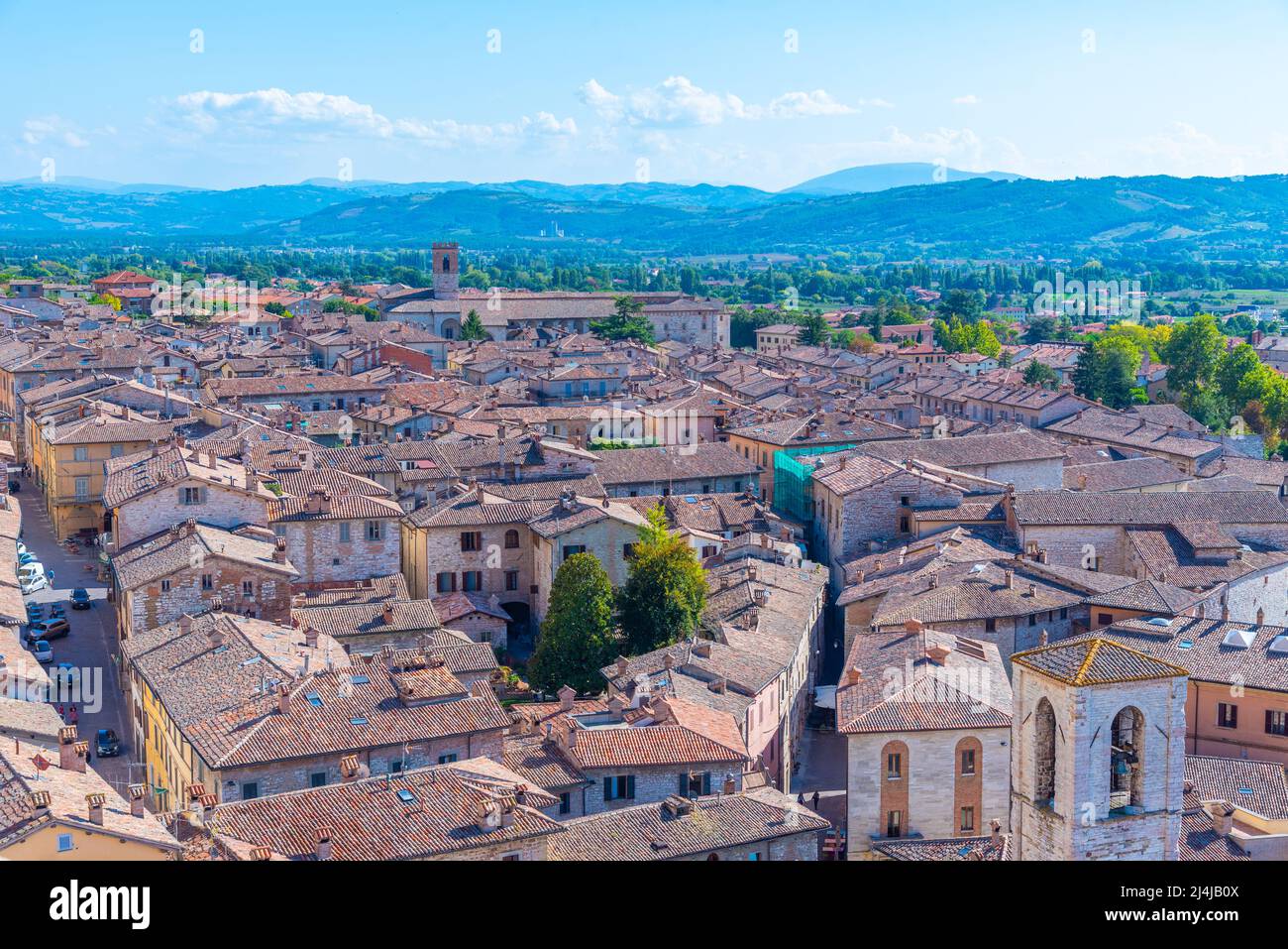 Aerial view of rooftops of Italian town Gubbio Stock Photo - Alamy