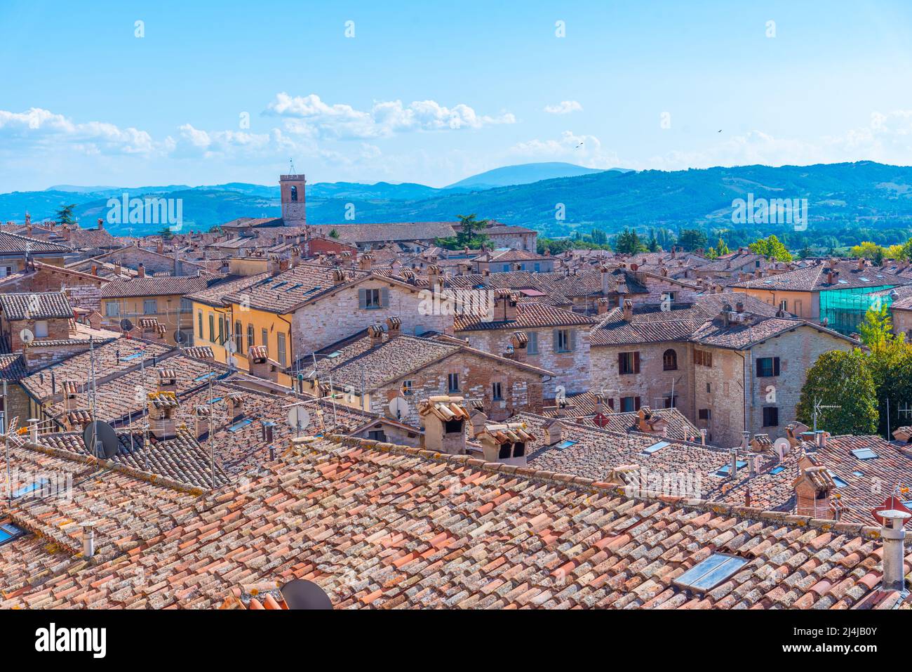 Aerial view of rooftops of Italian town Gubbio Stock Photo - Alamy