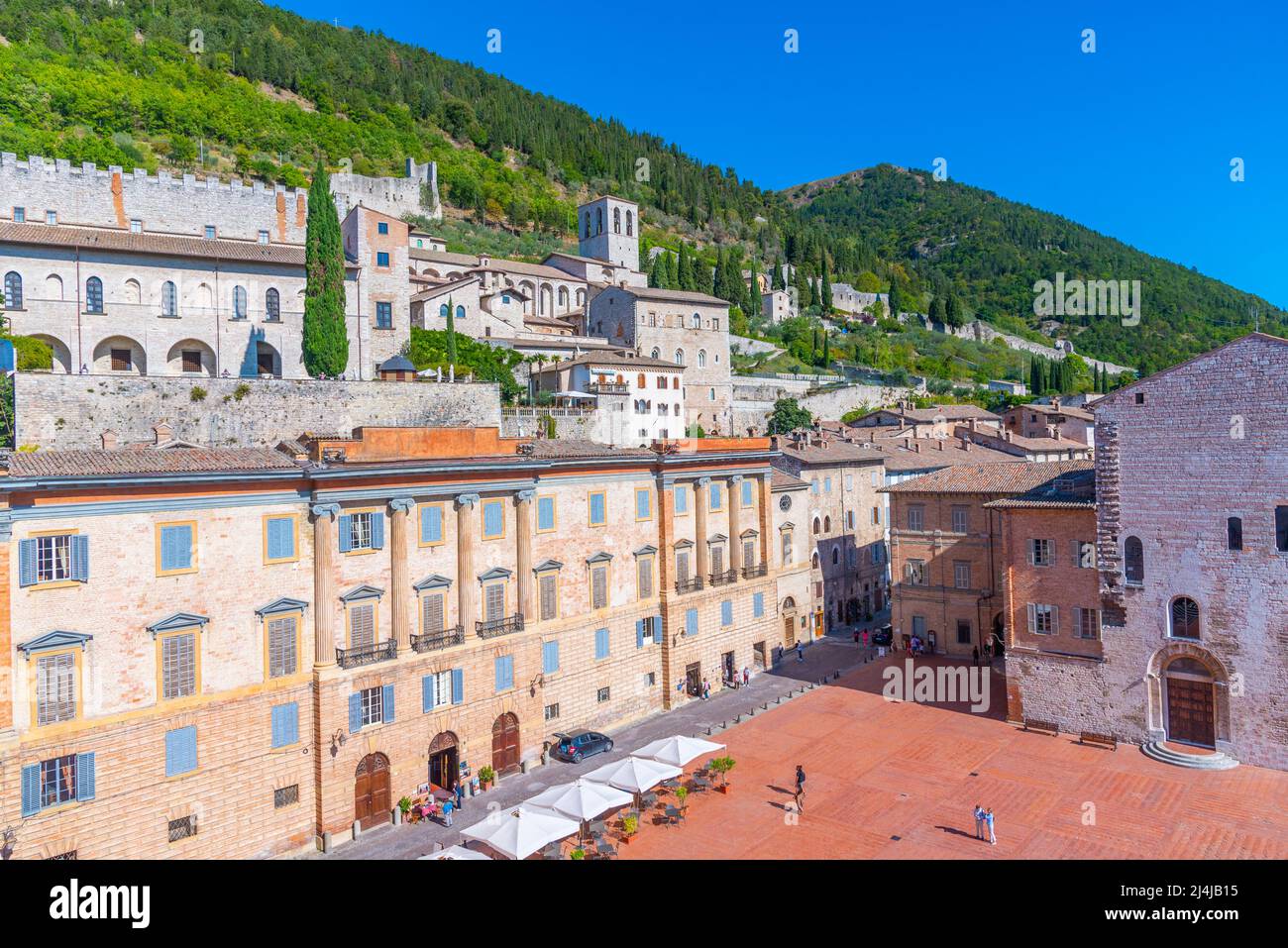Piazza Grande in Italian town Gubbio Stock Photo - Alamy