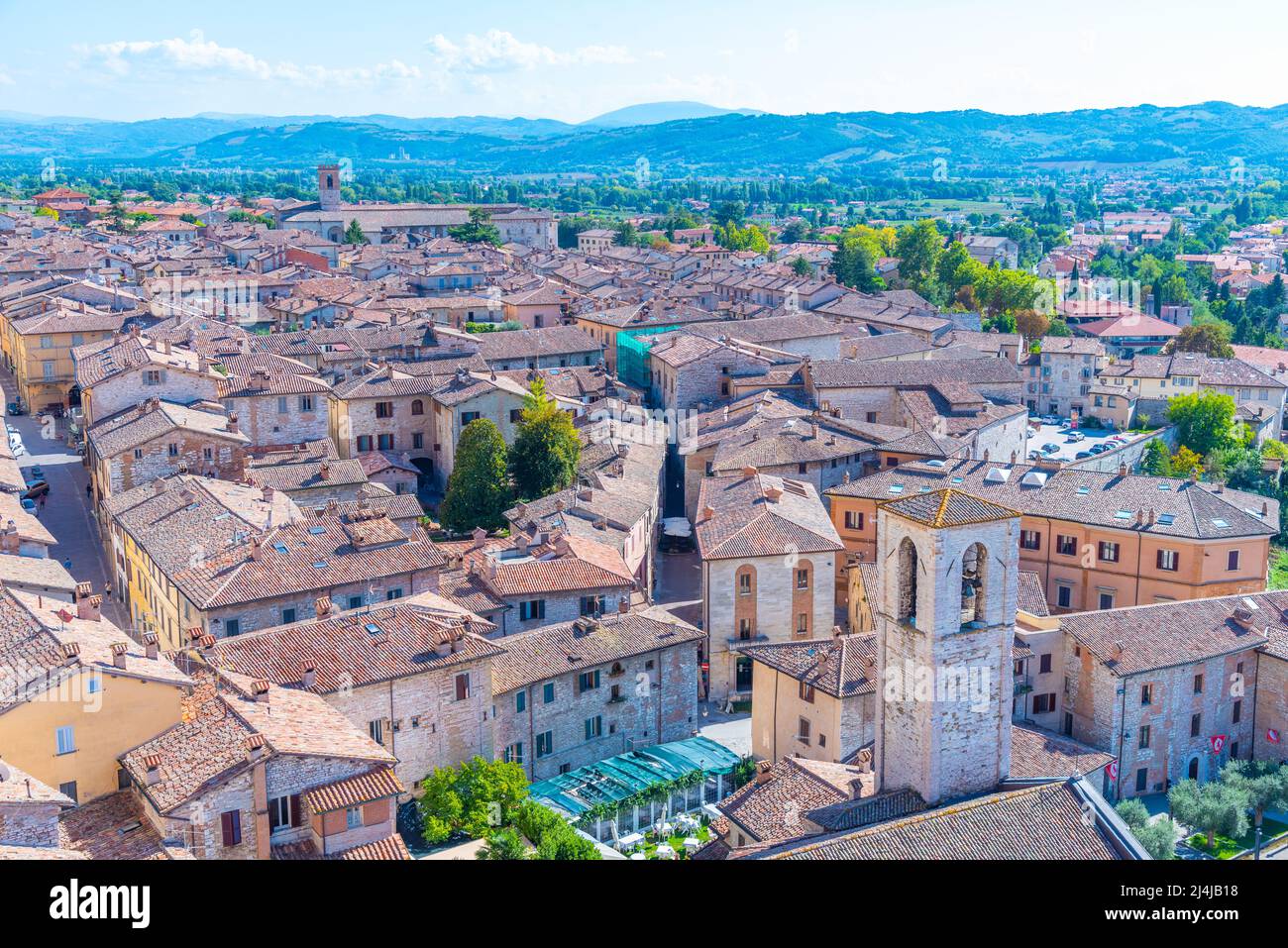 Aerial view of rooftops of Italian town Gubbio Stock Photo - Alamy