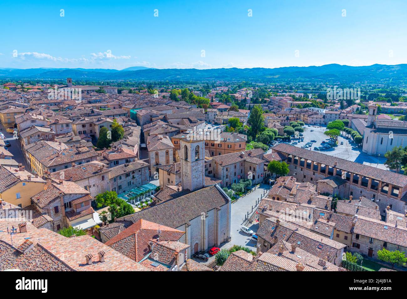 Aerial view of rooftops of Italian town Gubbio Stock Photo - Alamy