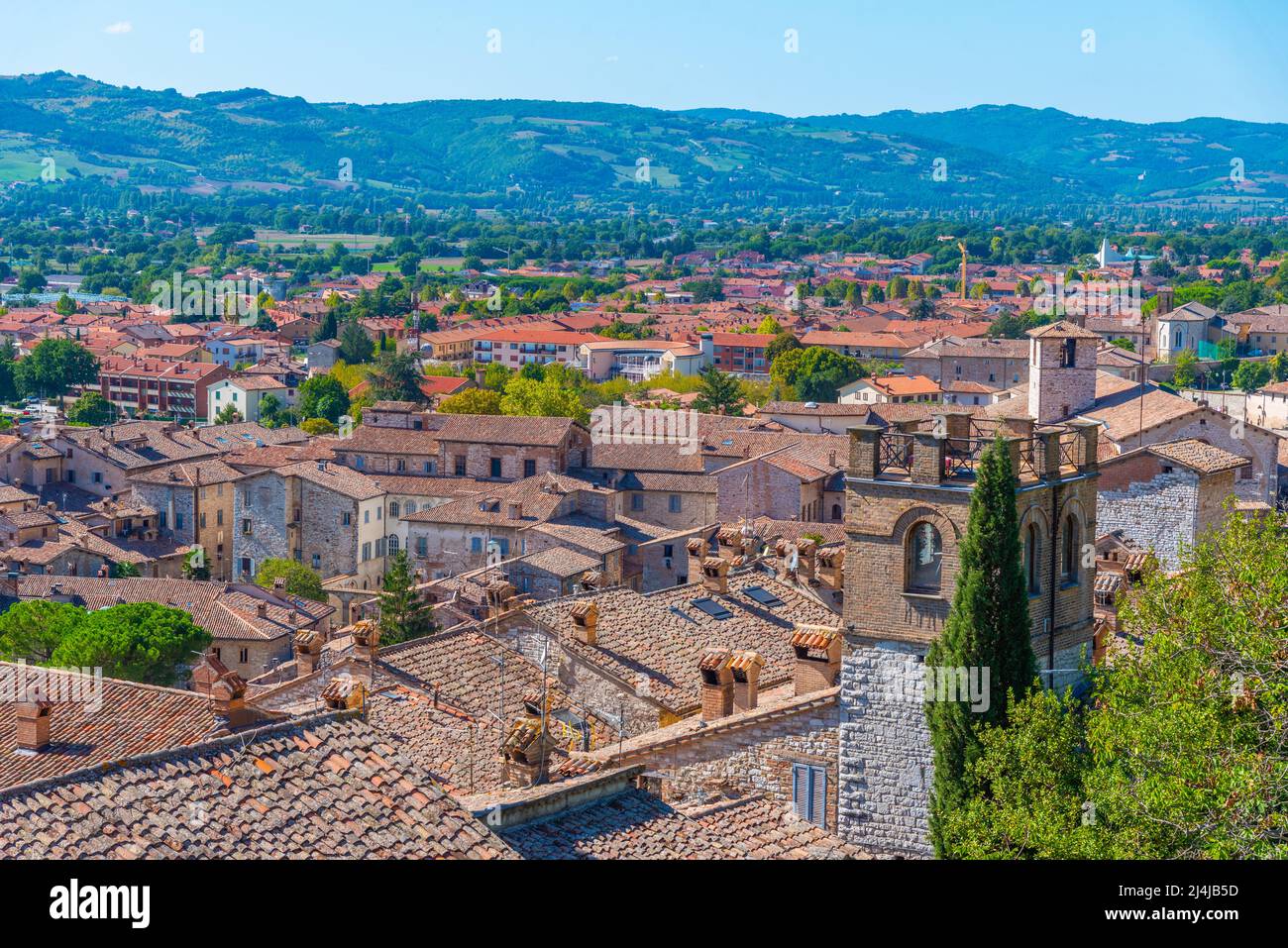 Aerial view of rooftops of Italian town Gubbio Stock Photo - Alamy