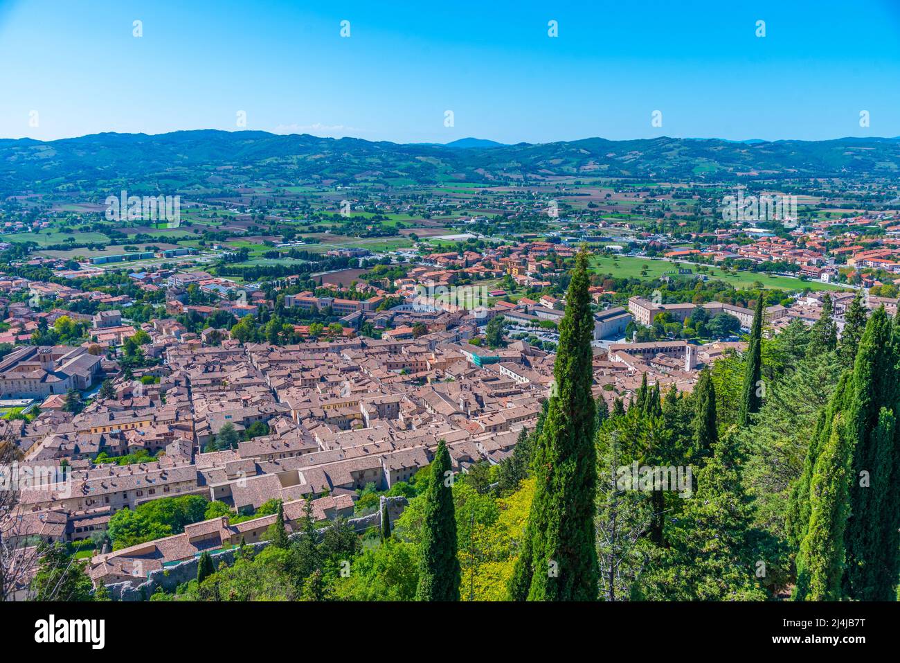 Aerial view of the city center of Italian town Gubbio Stock Photo - Alamy