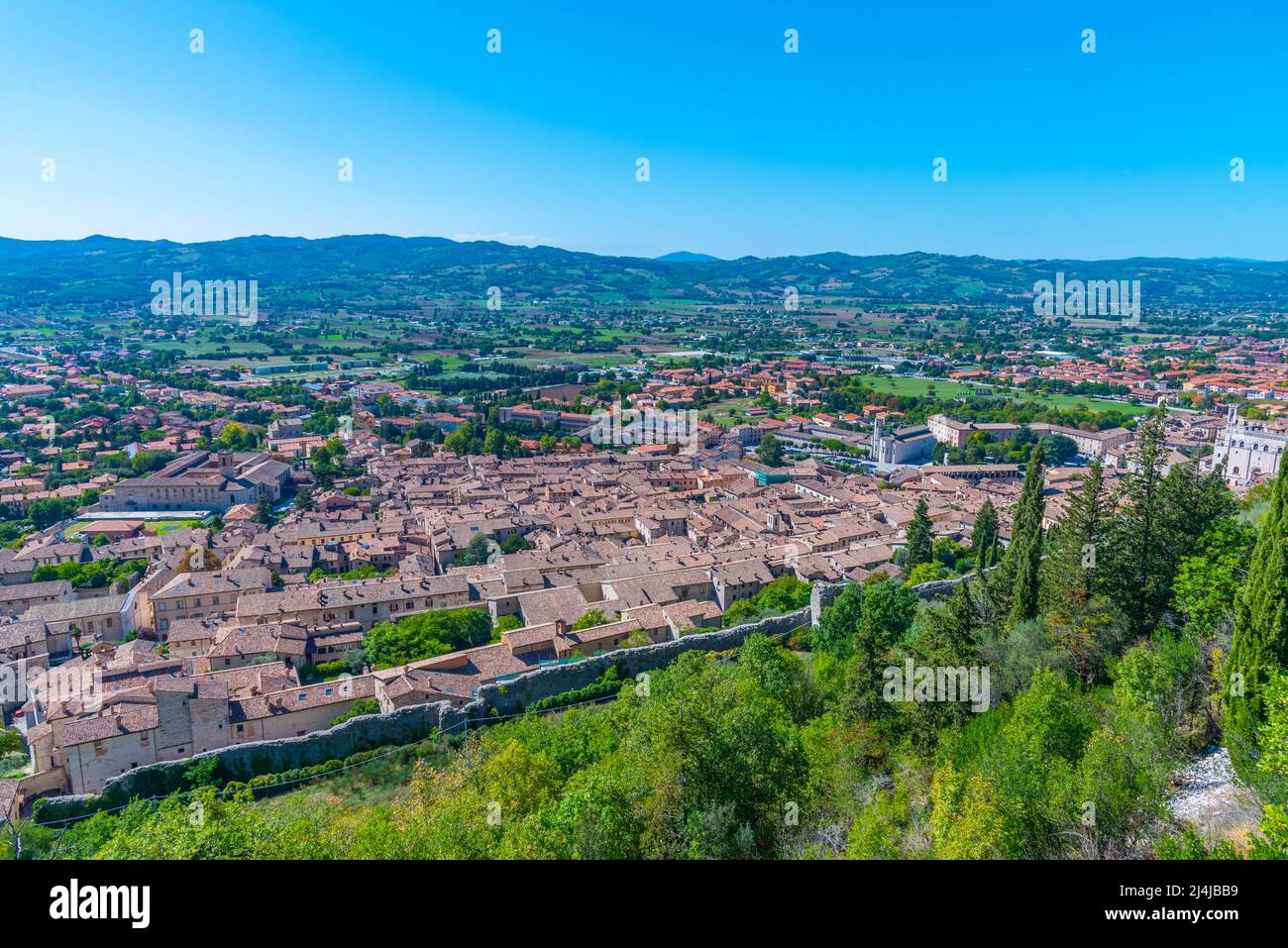 Aerial view of rooftops of Italian town Gubbio Stock Photo - Alamy