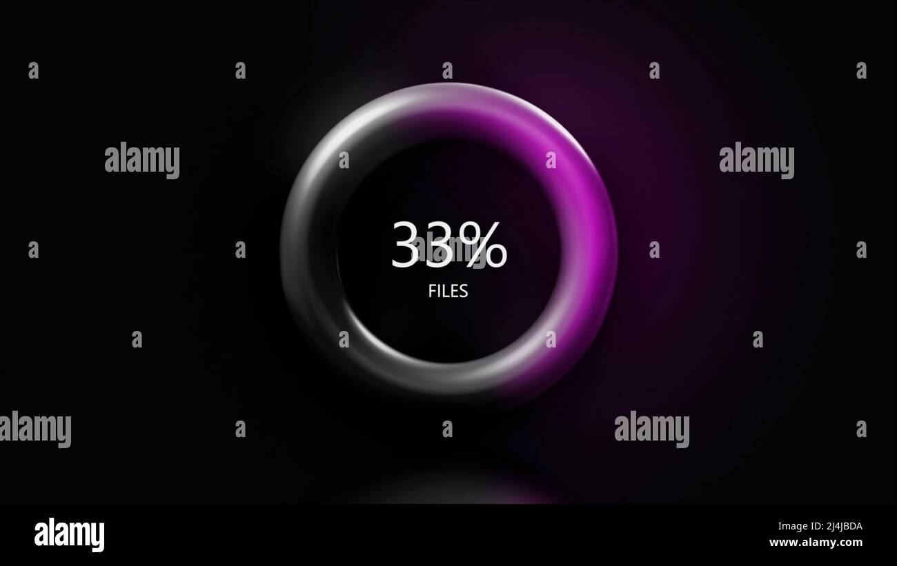 Animation of ring progress with percent counter on black background ...
