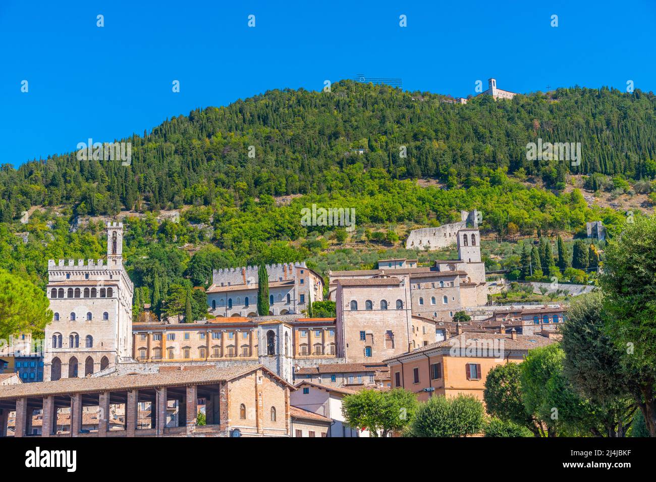 Aerial view of the city center of Italian town Gubbio Stock Photo - Alamy