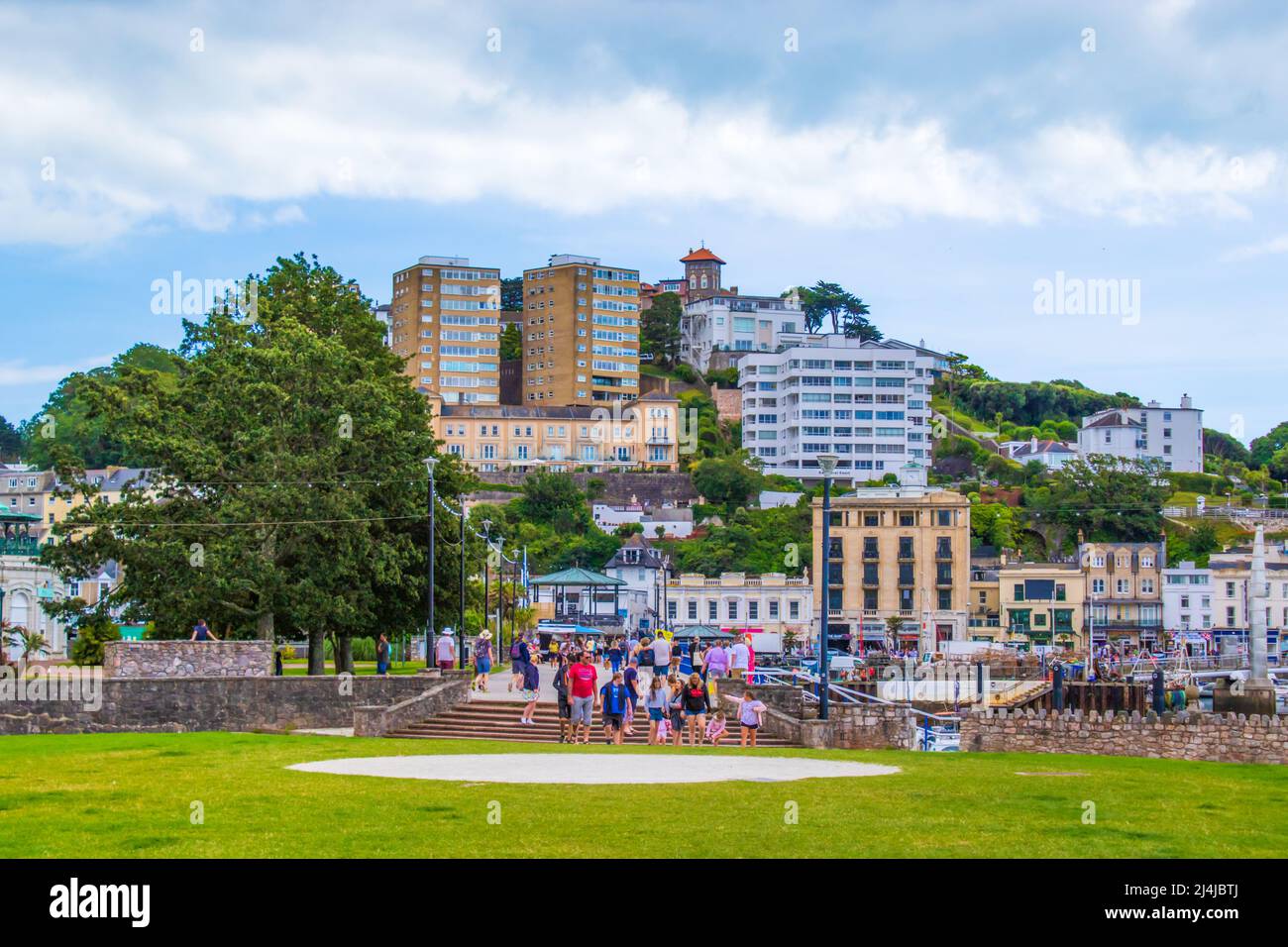 The seaside town of Torquay on the English Riviera in Devon England UK ...