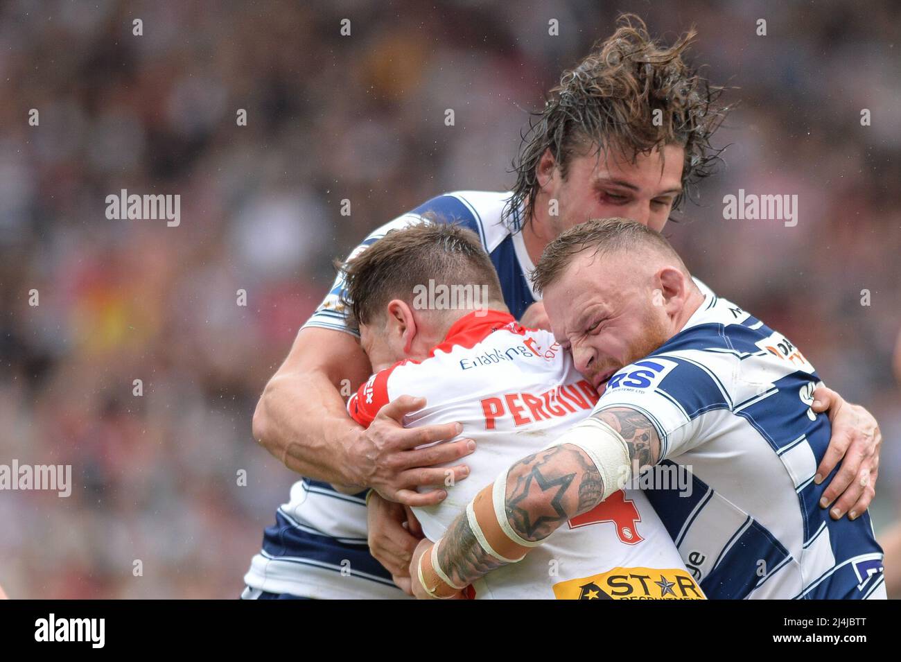 St. Helens, England - 15th April 2022 - Liam Byrne of Wigan Warriors ...