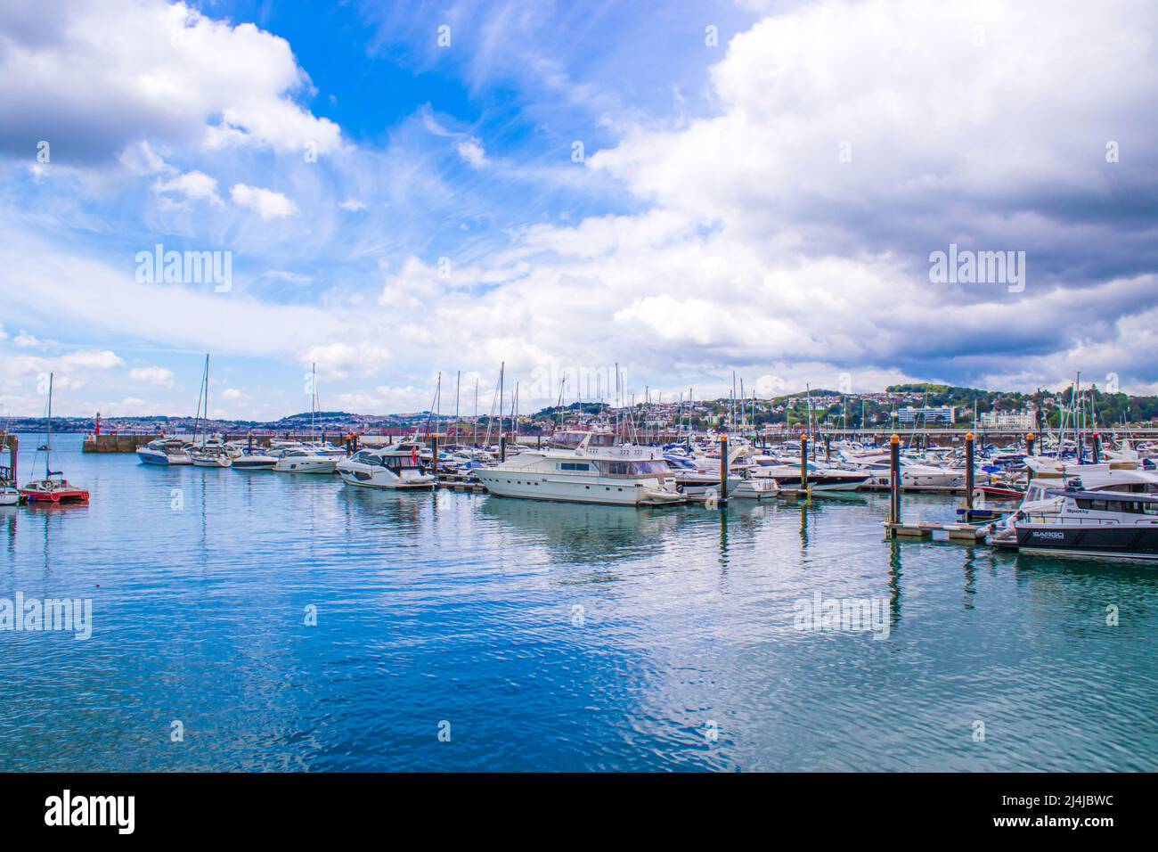 The seaside town of Torquay on the English Riviera in Devon England UK ...